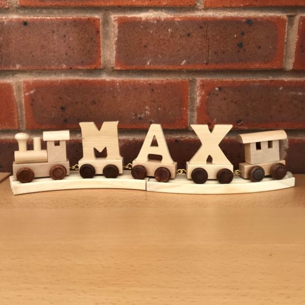 Natural Wooden Name Train - Popular nursery gift!